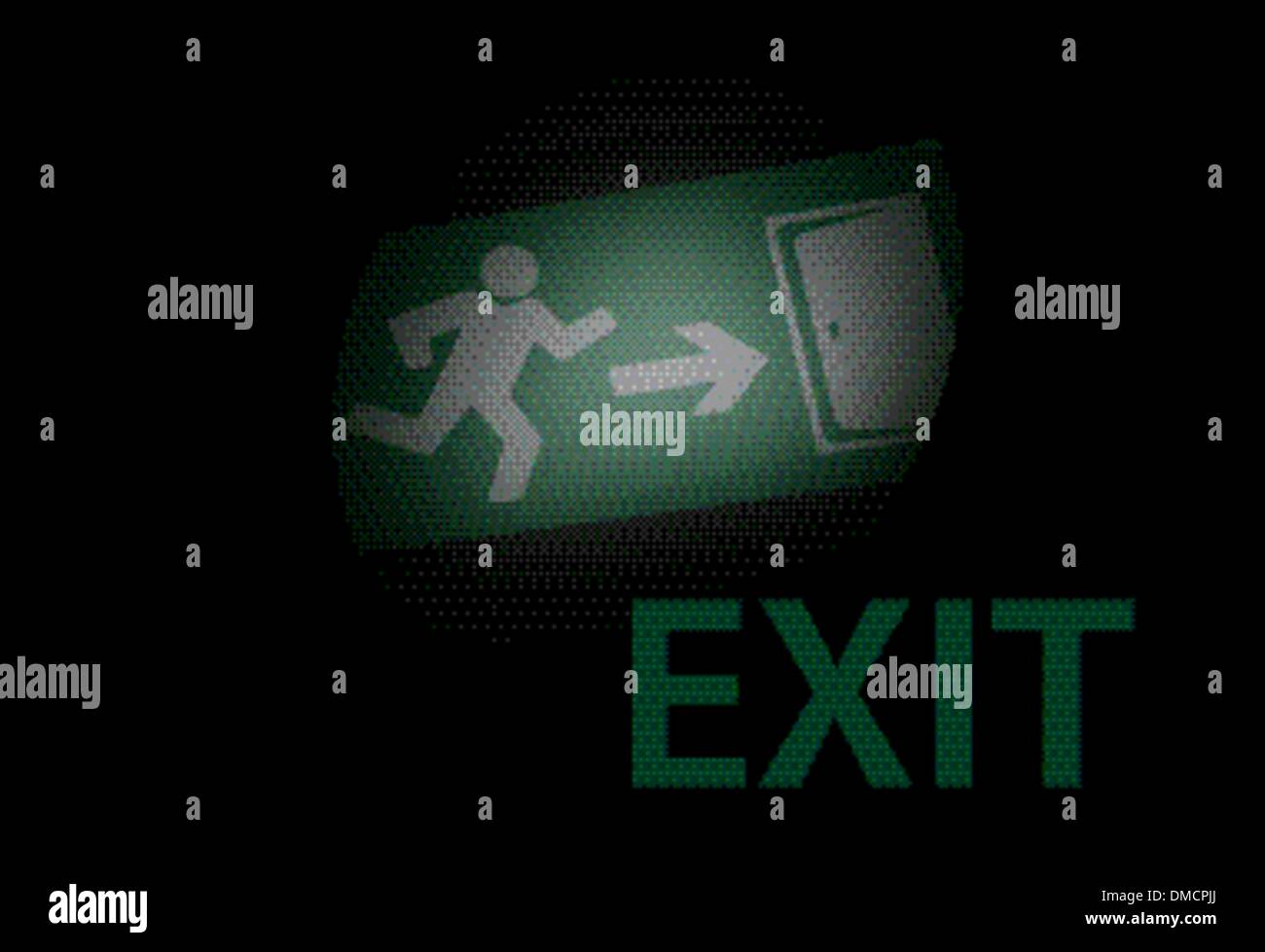 Emergency exit sign in the dark Stock Vector Images - Alamy