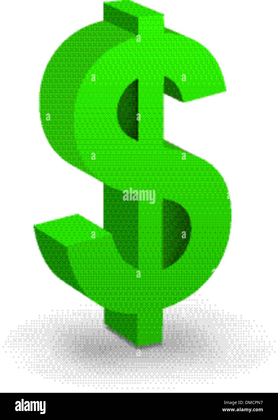 united states dollar sign symbol in green with drop shadow Stock Vector ...