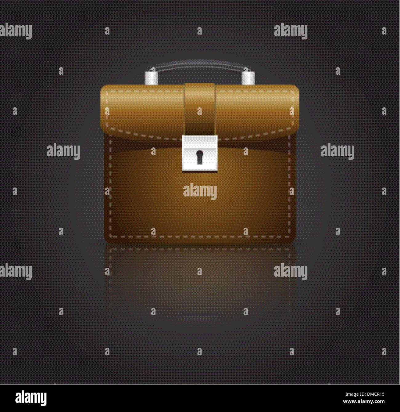 brown colored brief case isolated and with a reflection undernea Stock ...