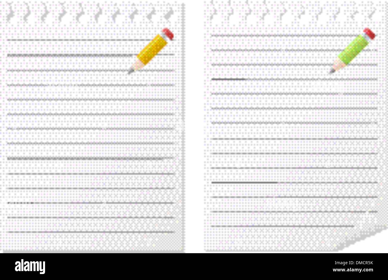 two note pads in white paper with lines and pencils Stock Vector Image ...