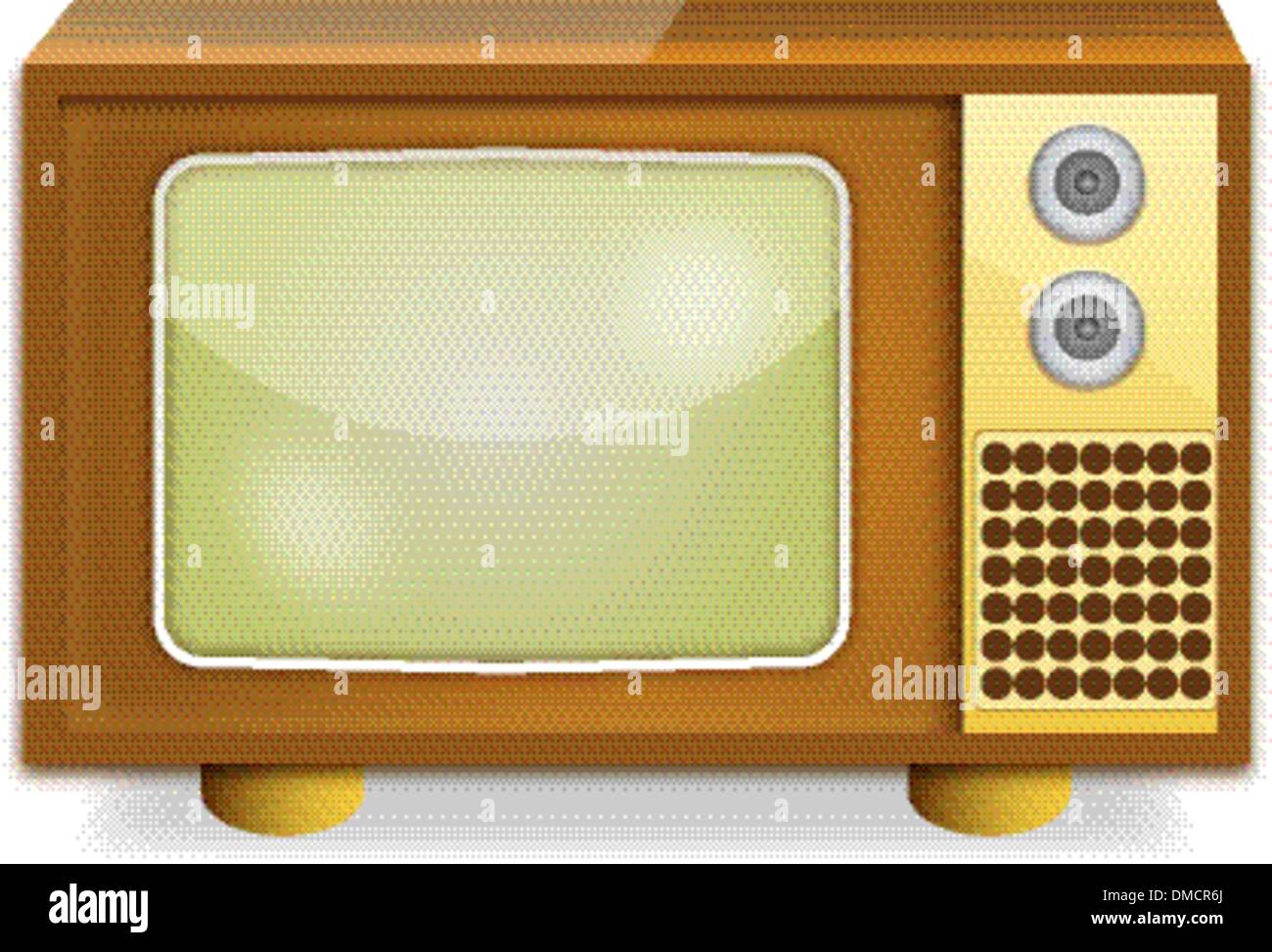 Television set on wooden Stock Vector Images - Alamy