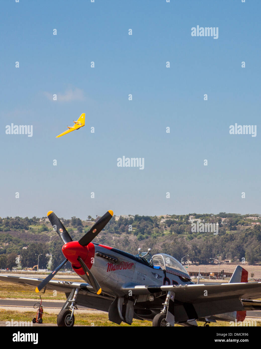 A P-51 Mustang and a flying wing aircraft At the Wings Over Camarillo ...
