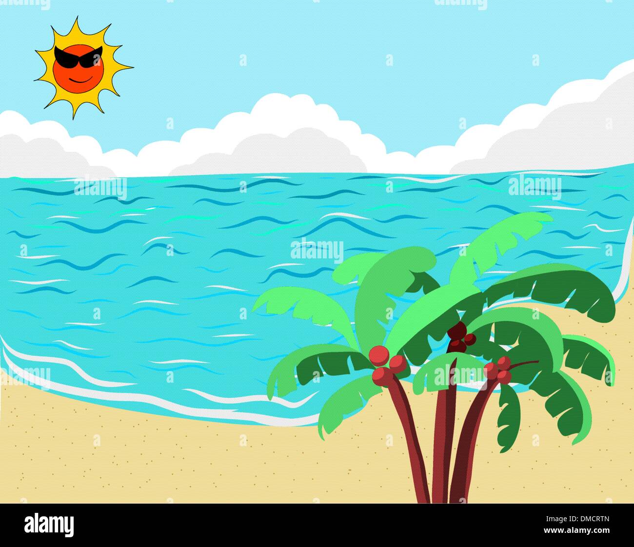 Beach landscape panoramic Stock Vector Images - Alamy