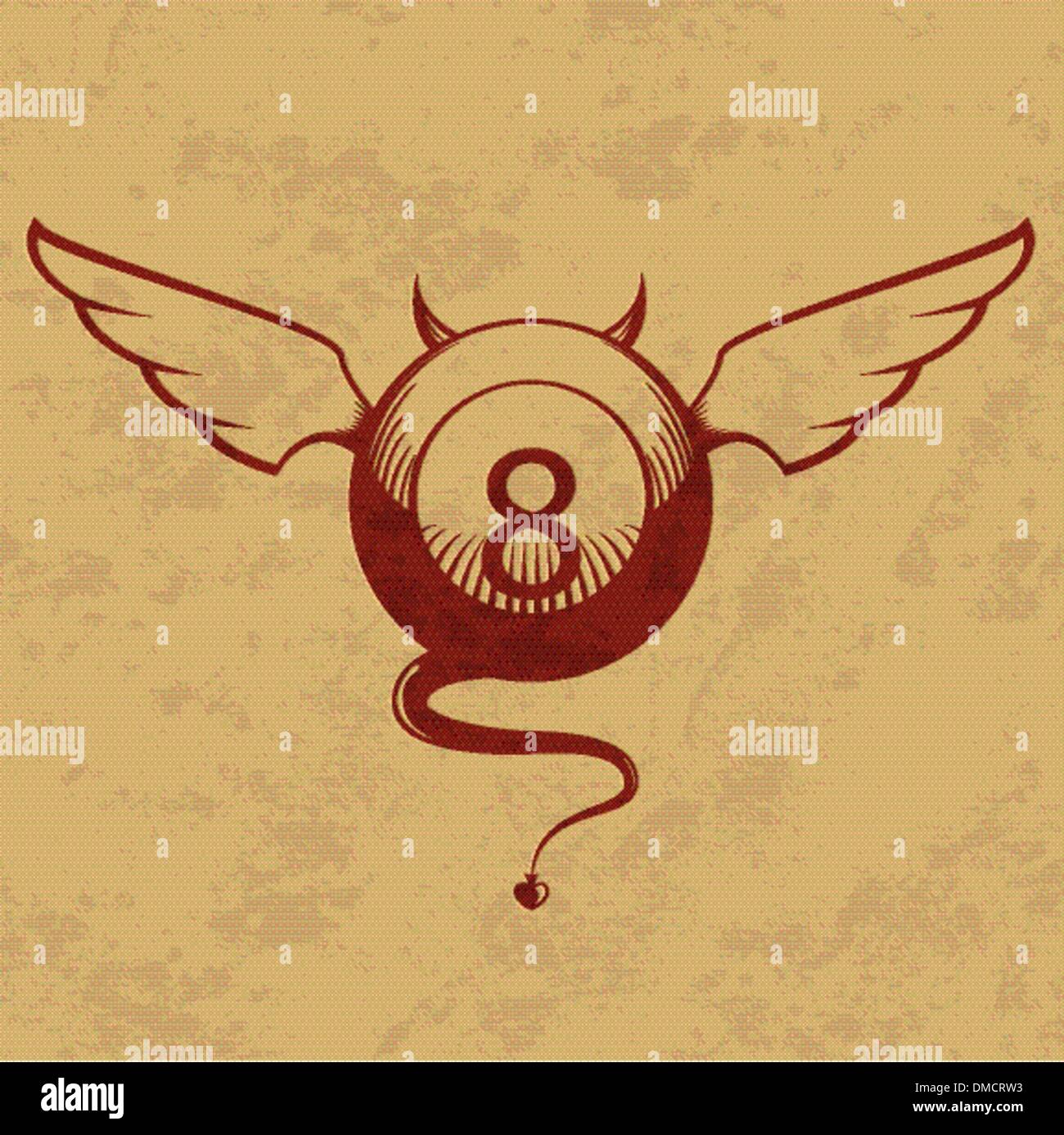 Vector illustration of red eight ball with horns and tail Stock Vector ...