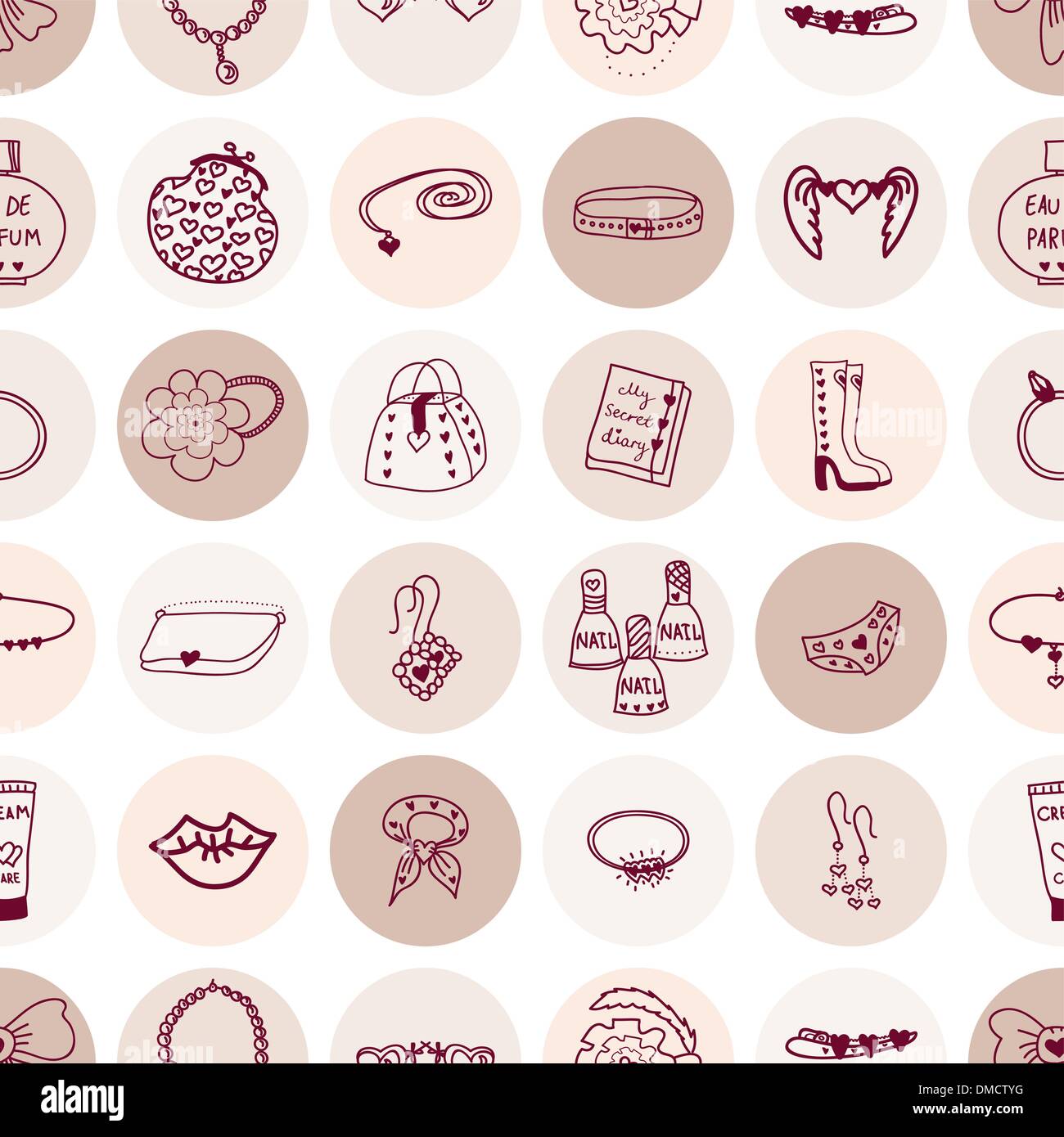 Seamless pattern pink girl accessories Stock Vector Image & Art - Alamy