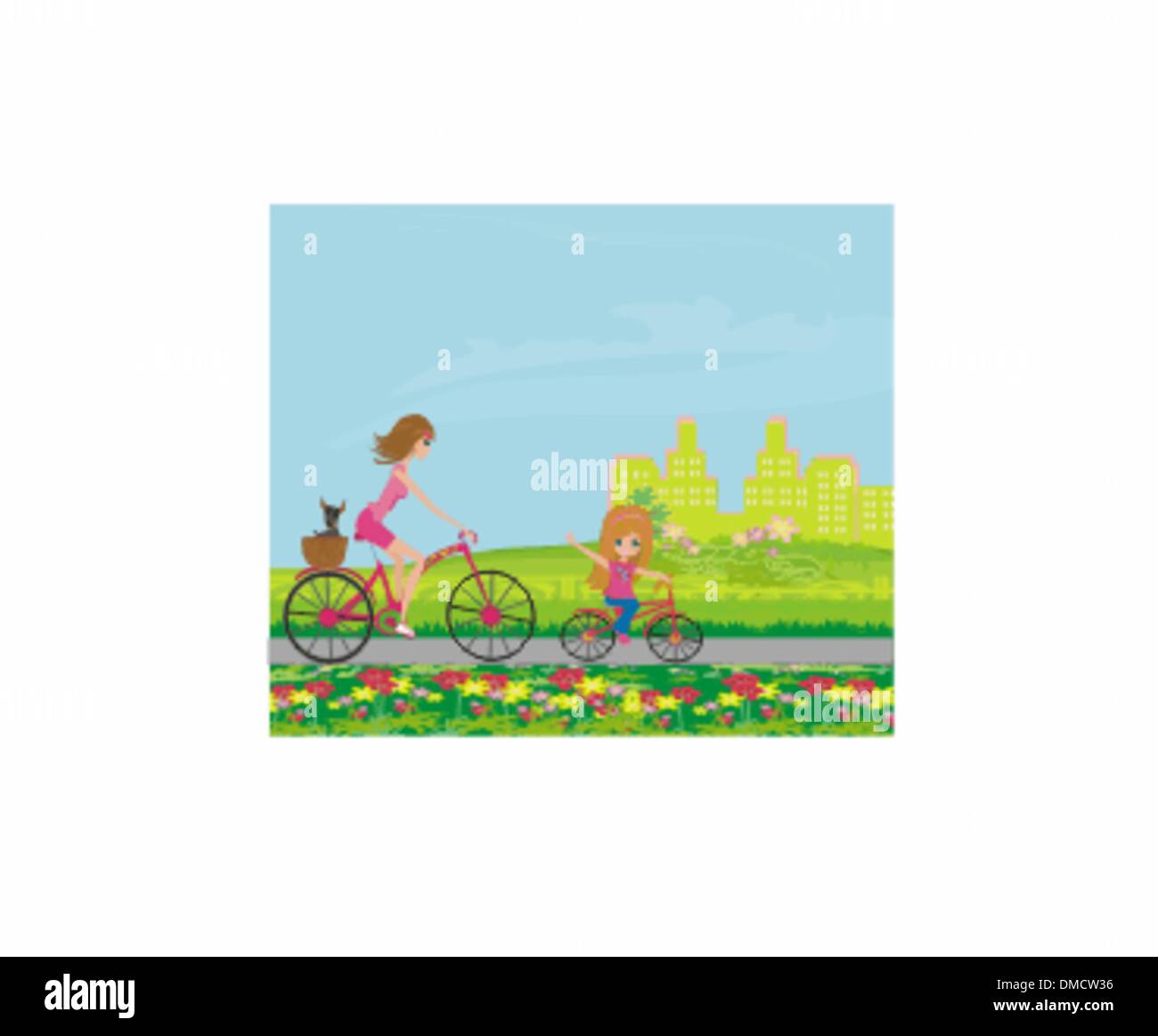 Bicycle mother child Stock Vector Images - Alamy