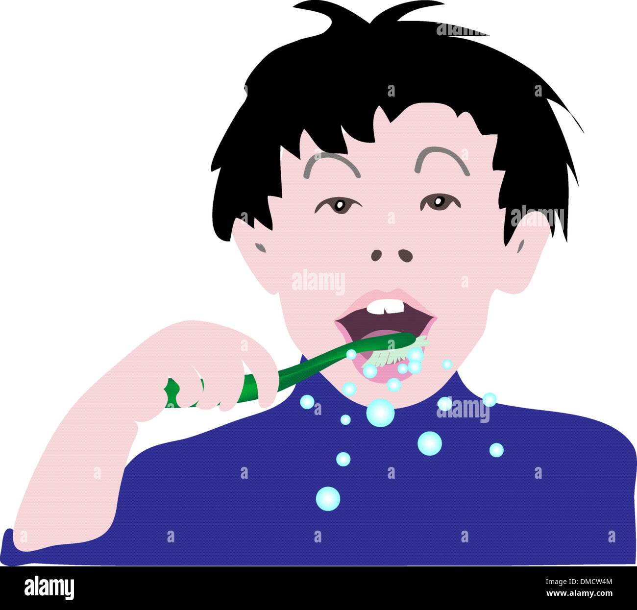 Illustration of A Kid Brushing His Teeth Stock Vector Image & Art - Alamy
