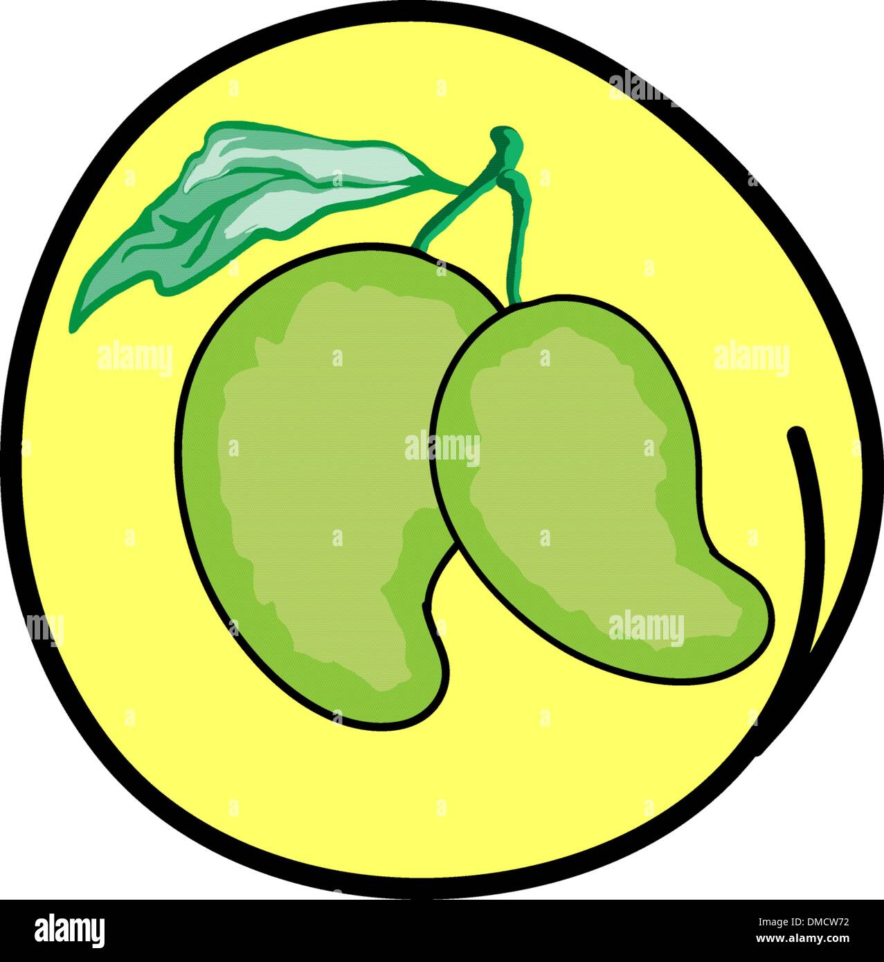 Fresh Green Mangoes on Round Yellow Background Stock Vector Image & Art ...