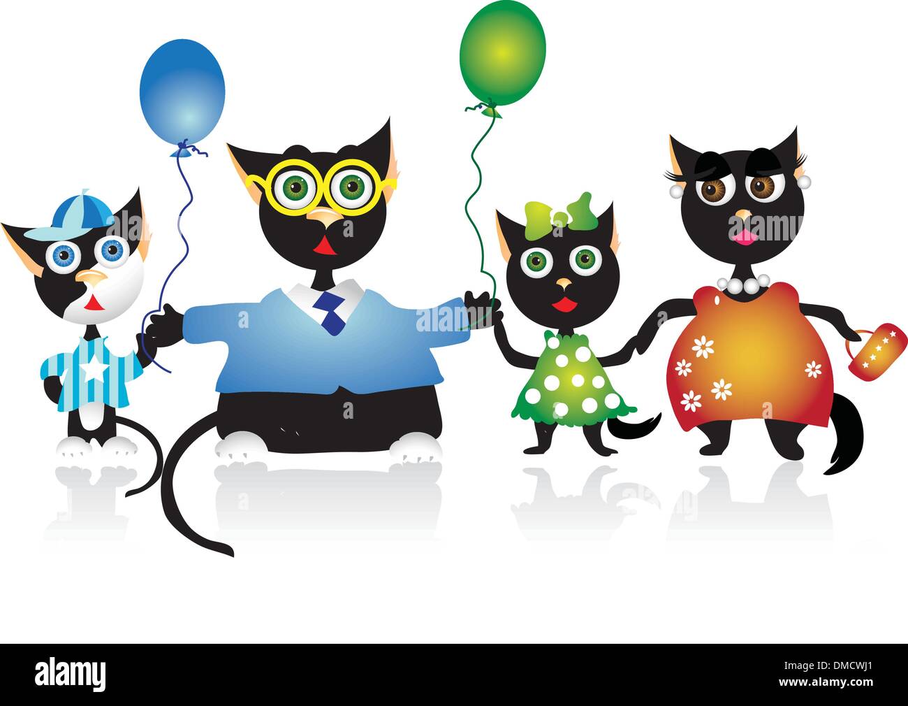 Happy family, cats Stock Vector Image & Art - Alamy