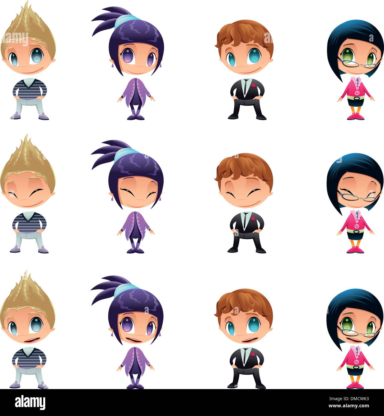 Characters with normal - blinked eyes - open mouth positions Stock ...