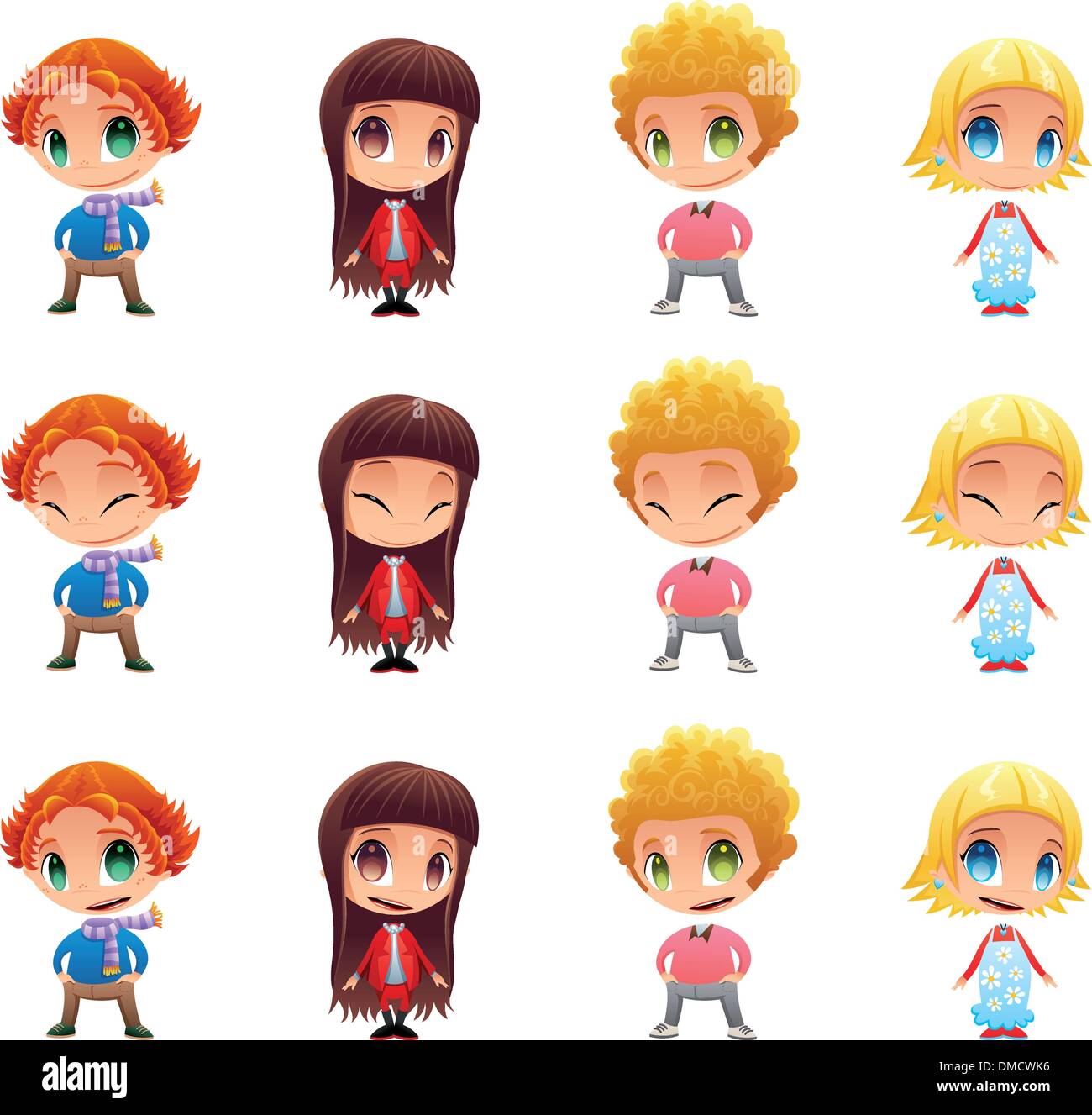 Characters with normal - blinked eyes - open mouth positions Stock ...