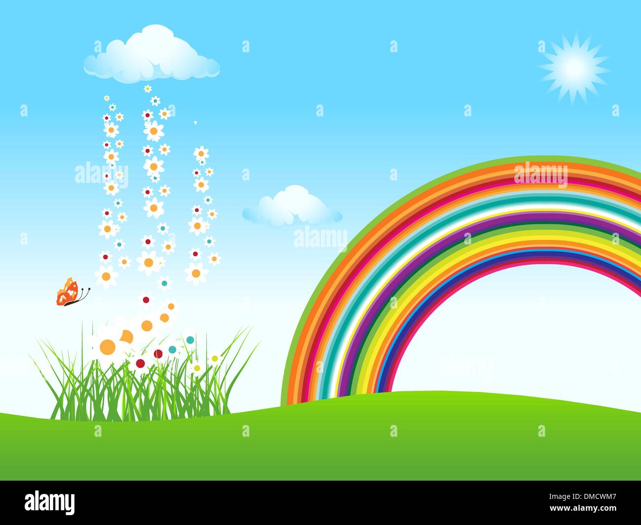 Rain landscape spring Stock Vector Images - Alamy