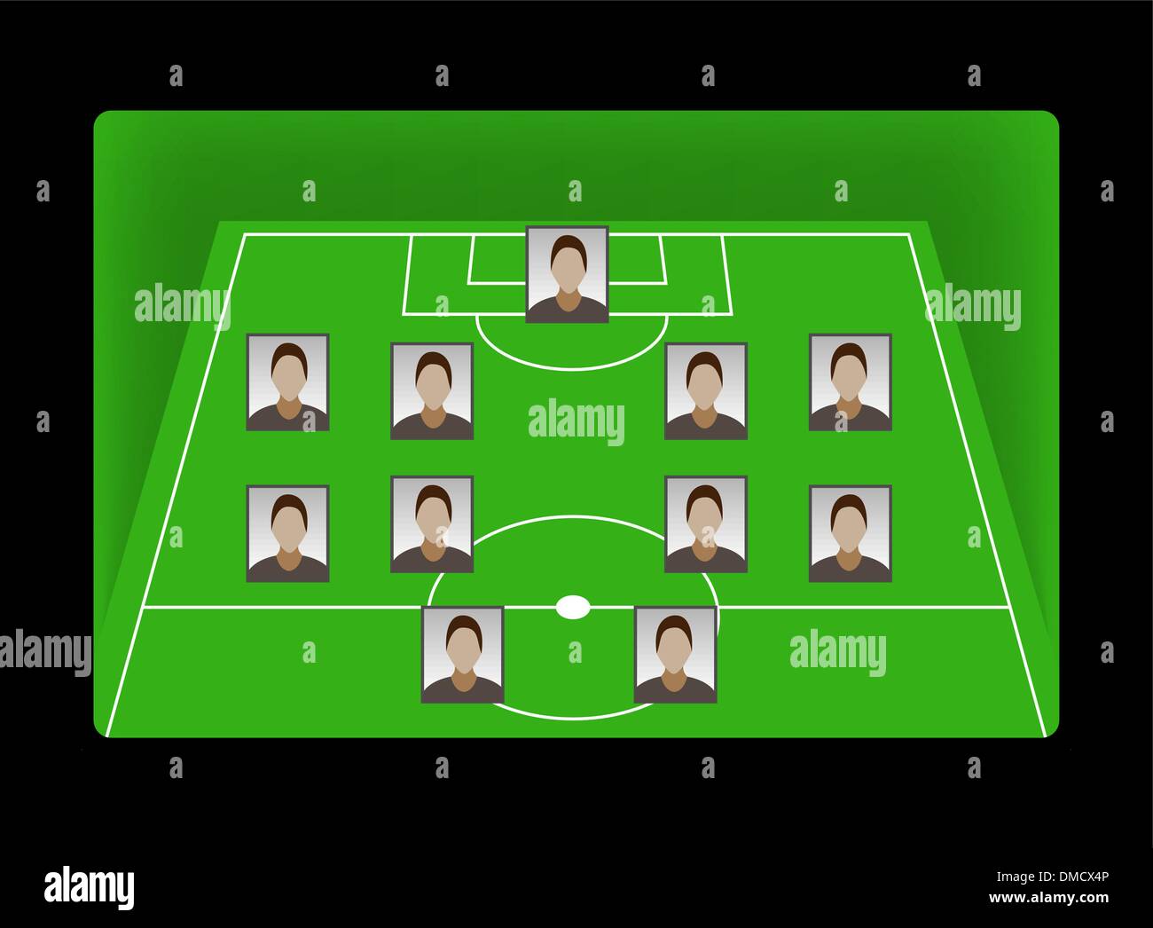 Football soccer field pitch vector with player heads Stock Vector Image ...