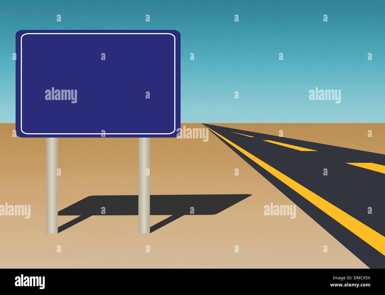 Vector Illustration of a blank road sign on blue sky background Stock ...