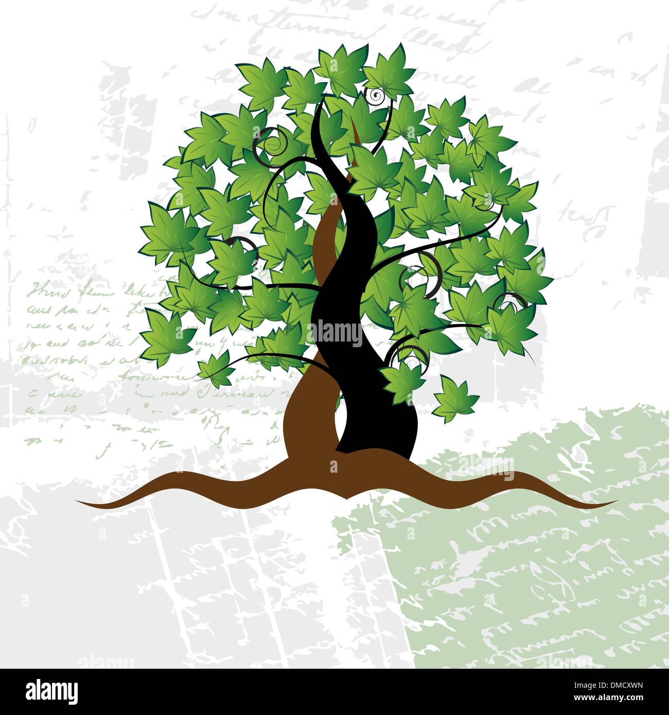 Old tree, grass, summer, grunge background Stock Vector Image & Art - Alamy