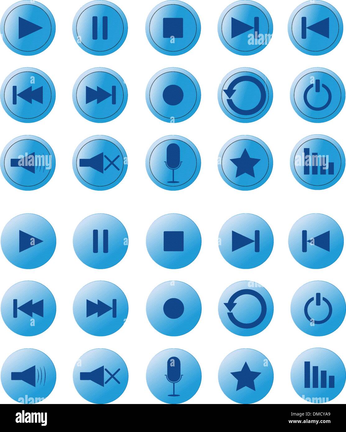 Set of multimedia blue buttons Stock Vector Image & Art - Alamy
