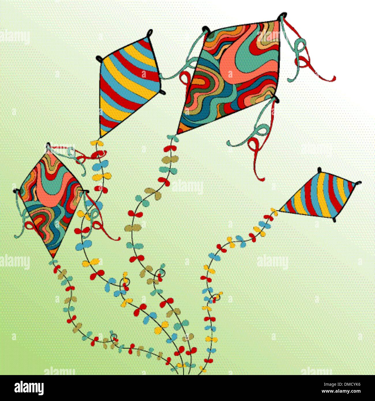 Spring flying kites Stock Vector Image & Art - Alamy