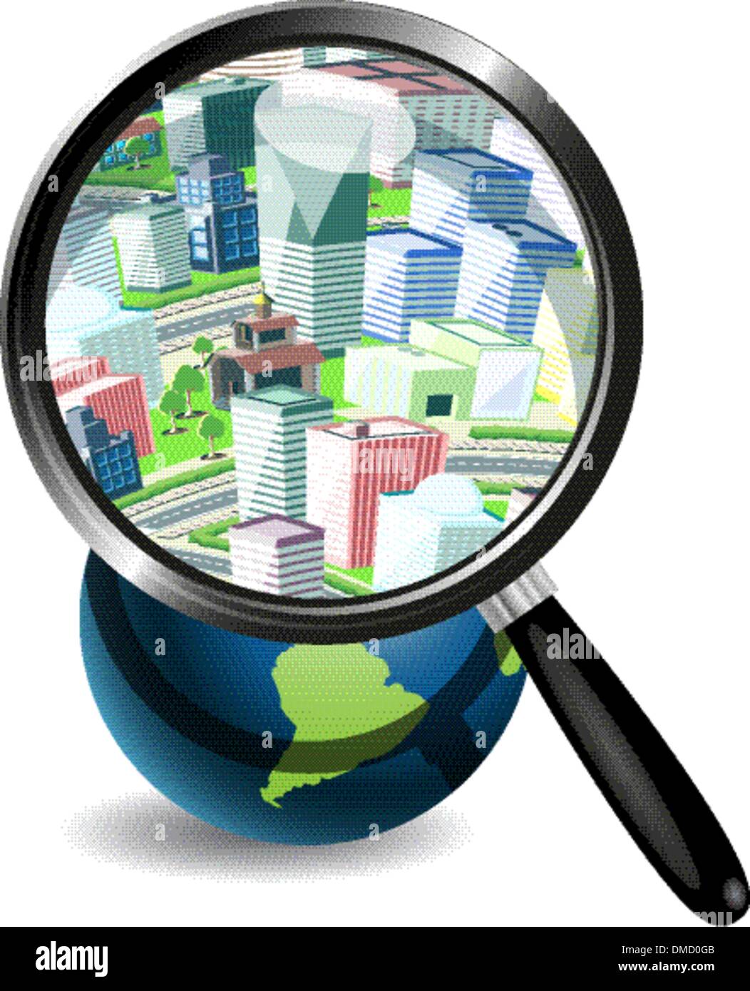 Map city under magnifying glass Stock Vector Images - Alamy