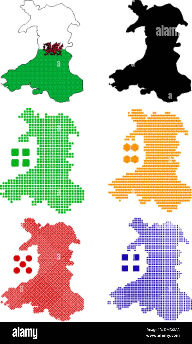 Outline map country wales flag Stock Vector Images - Alamy