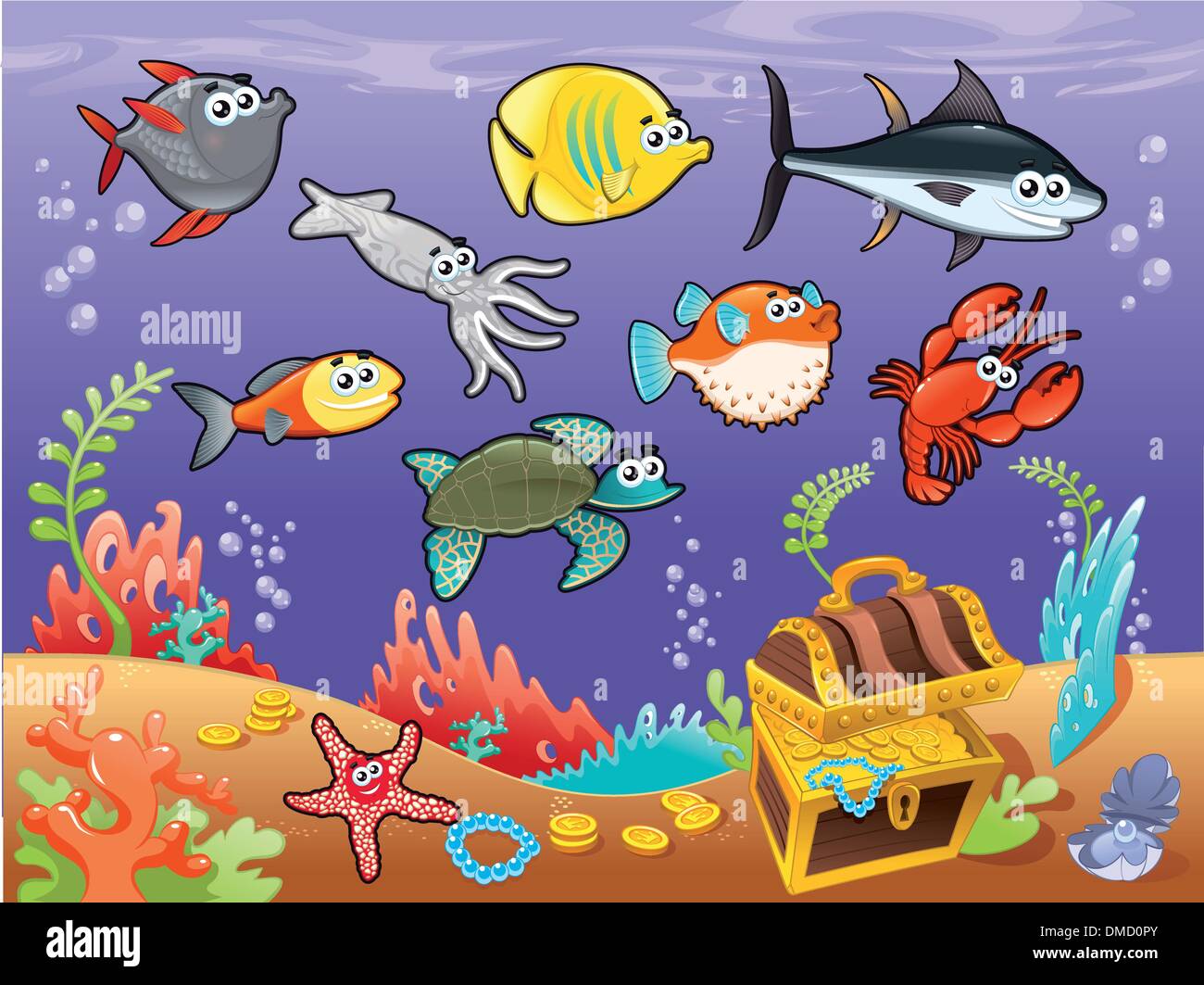 Family of funny fish under the sea Stock Vector Image & Art - Alamy