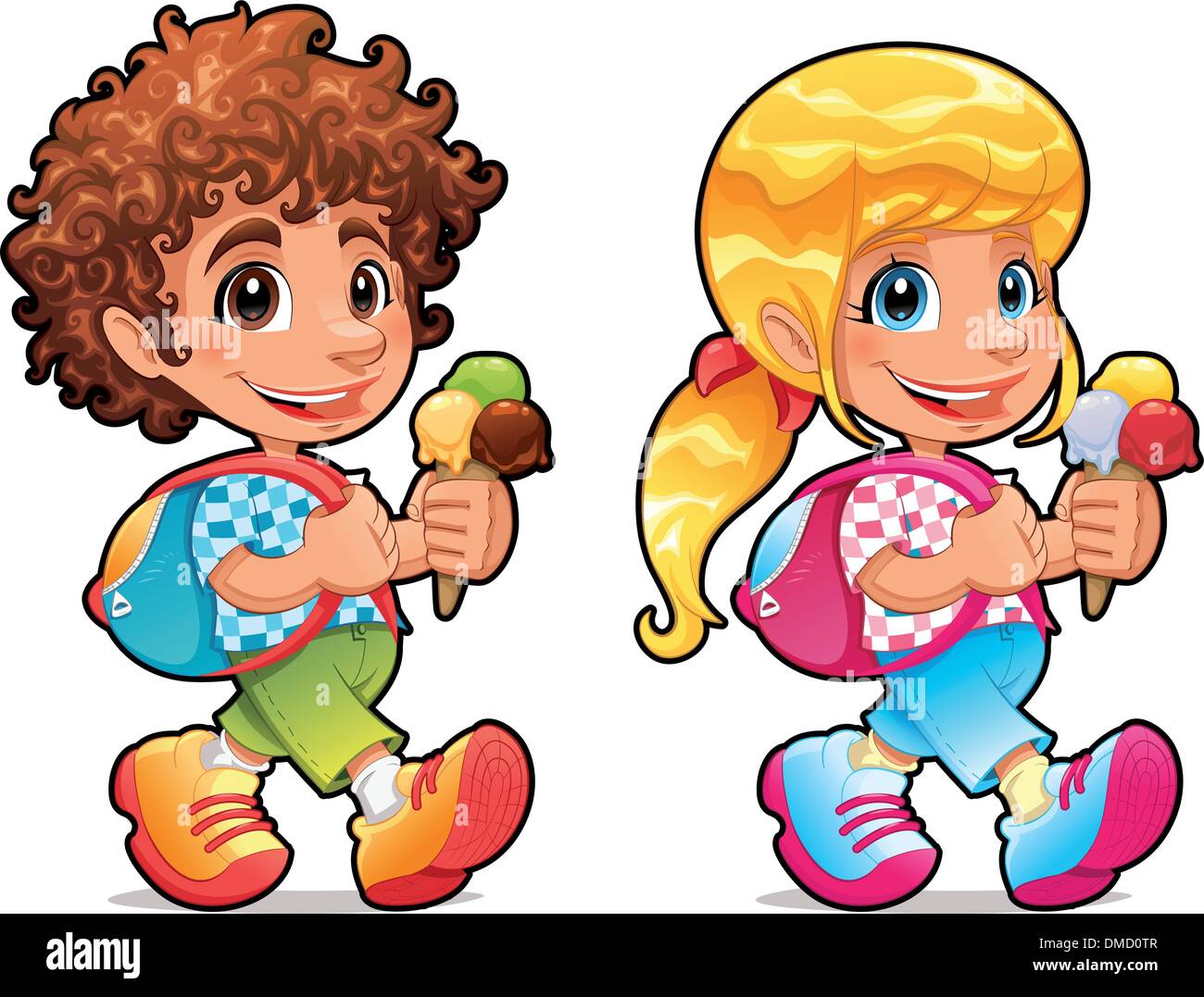 Teen boy and girl and ice cream Stock Vector Images - Alamy