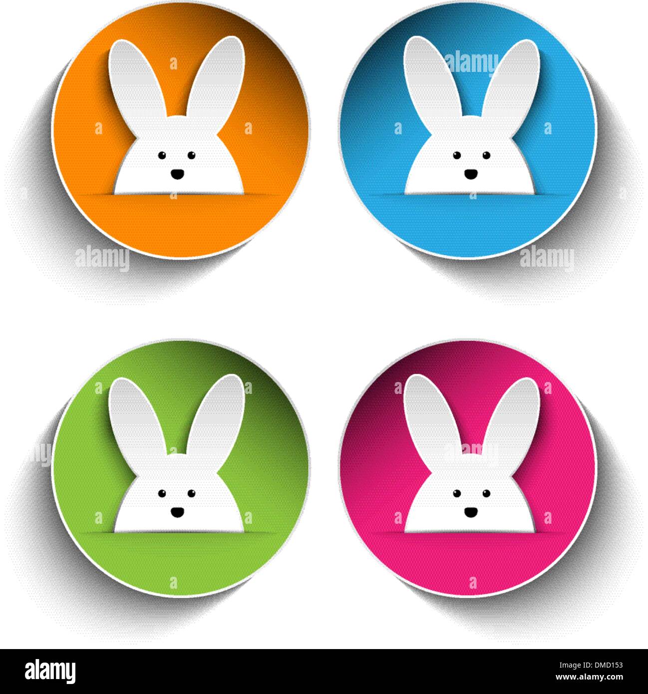Set of Four Happy Easter Bunny Stickers Stock Vector Image & Art - Alamy