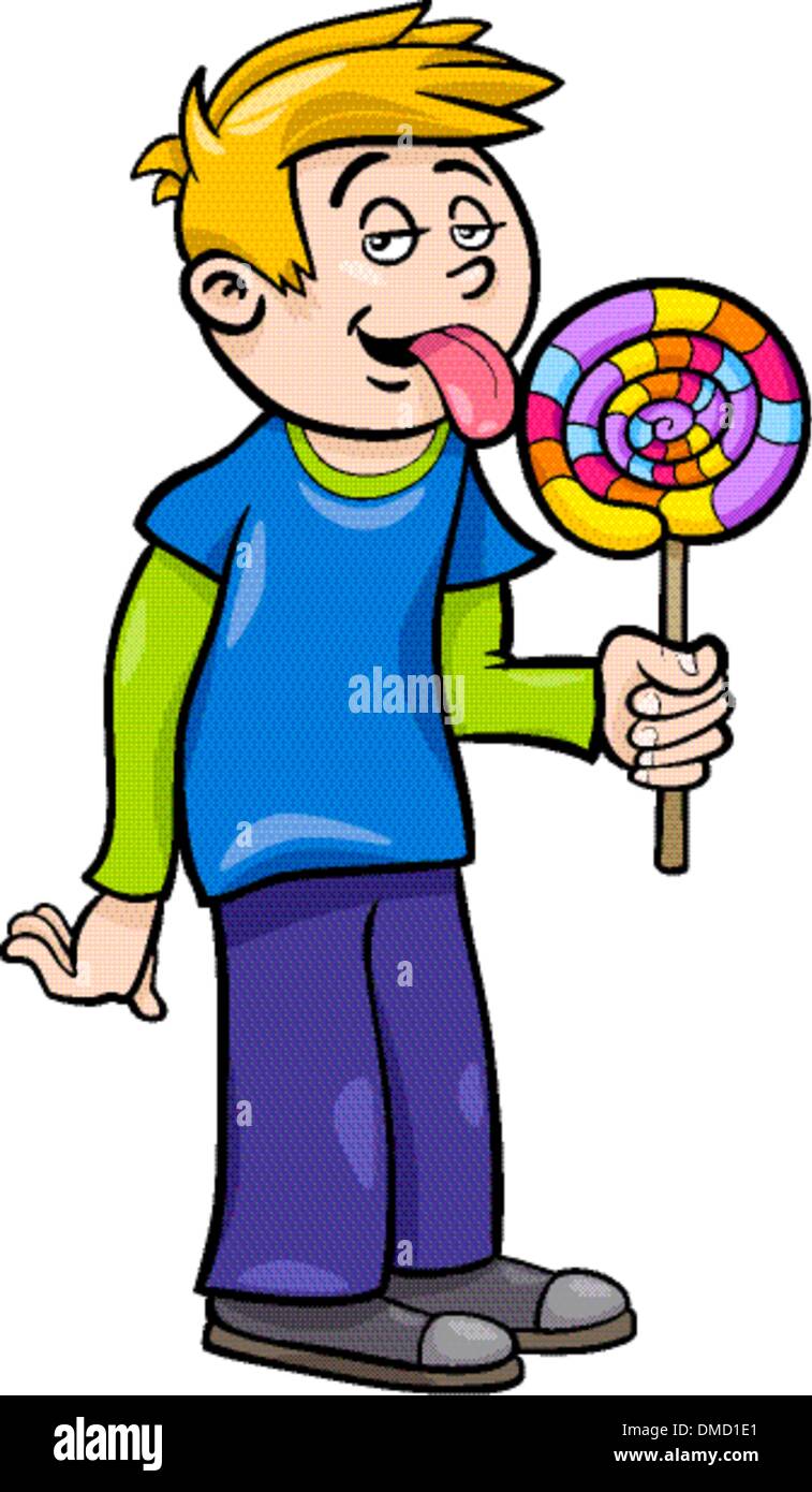 boy with lollipop cartoon illustration Stock Vector Image & Art - Alamy