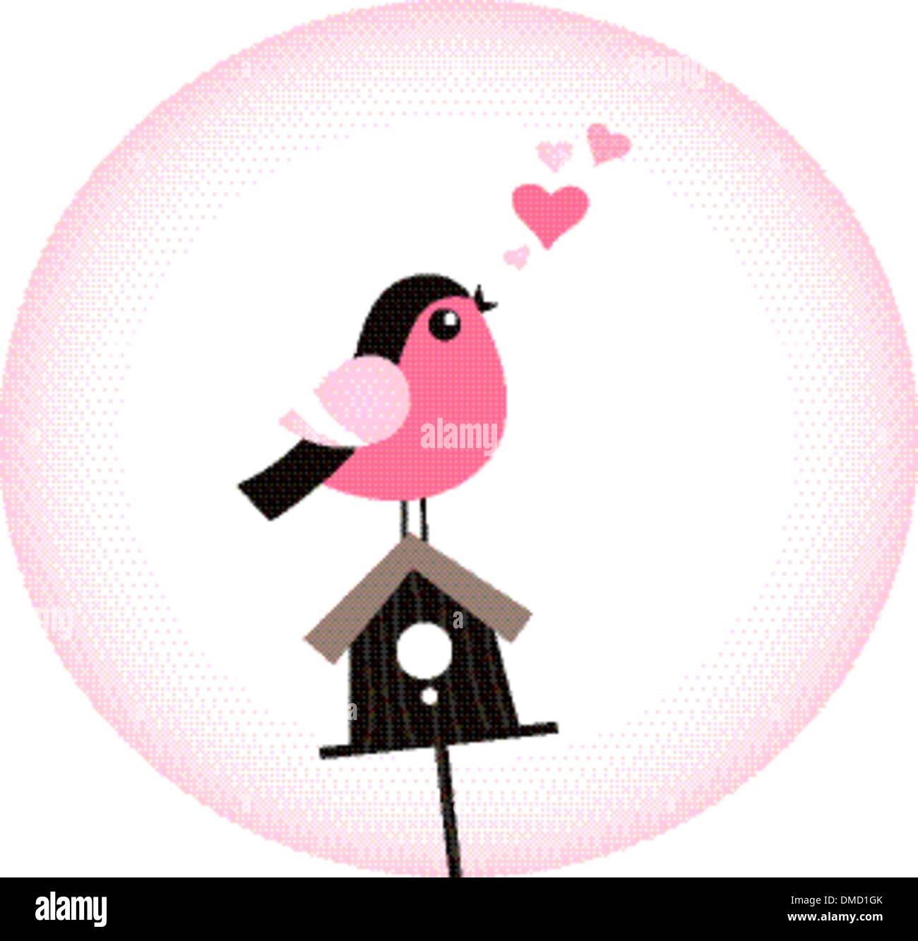 Cute Valentine Bird with a Birdhouse Vector Stock Vector Image & Art ...
