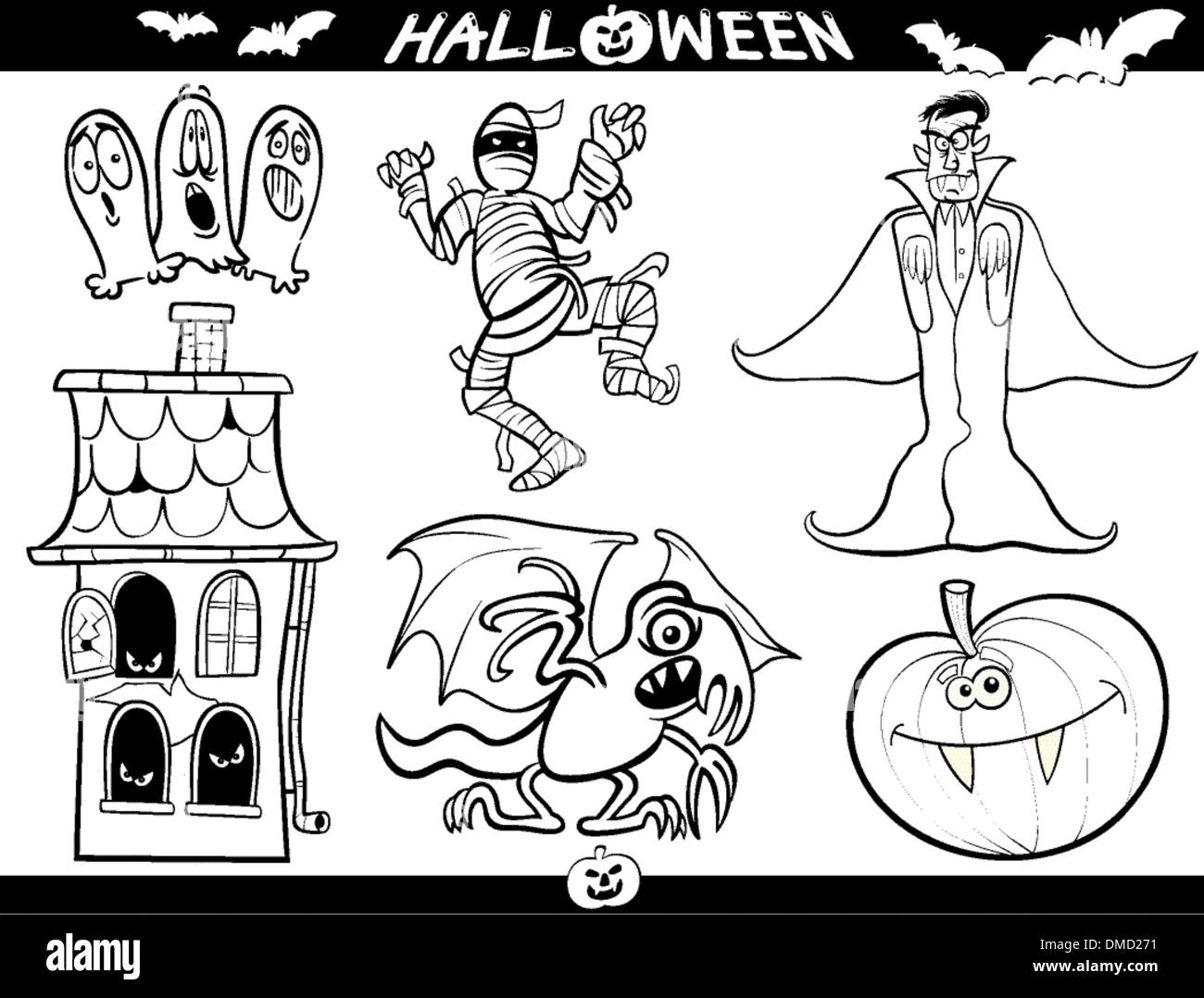 Halloween house coloring Stock Vector Images - Alamy