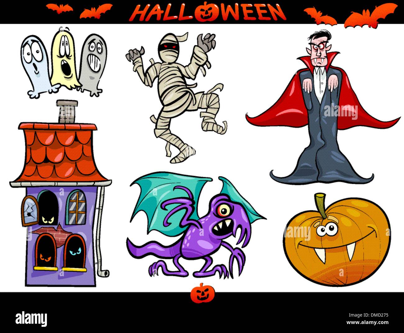 Halloween Cartoon Themes Set Stock Vector Image & Art - Alamy