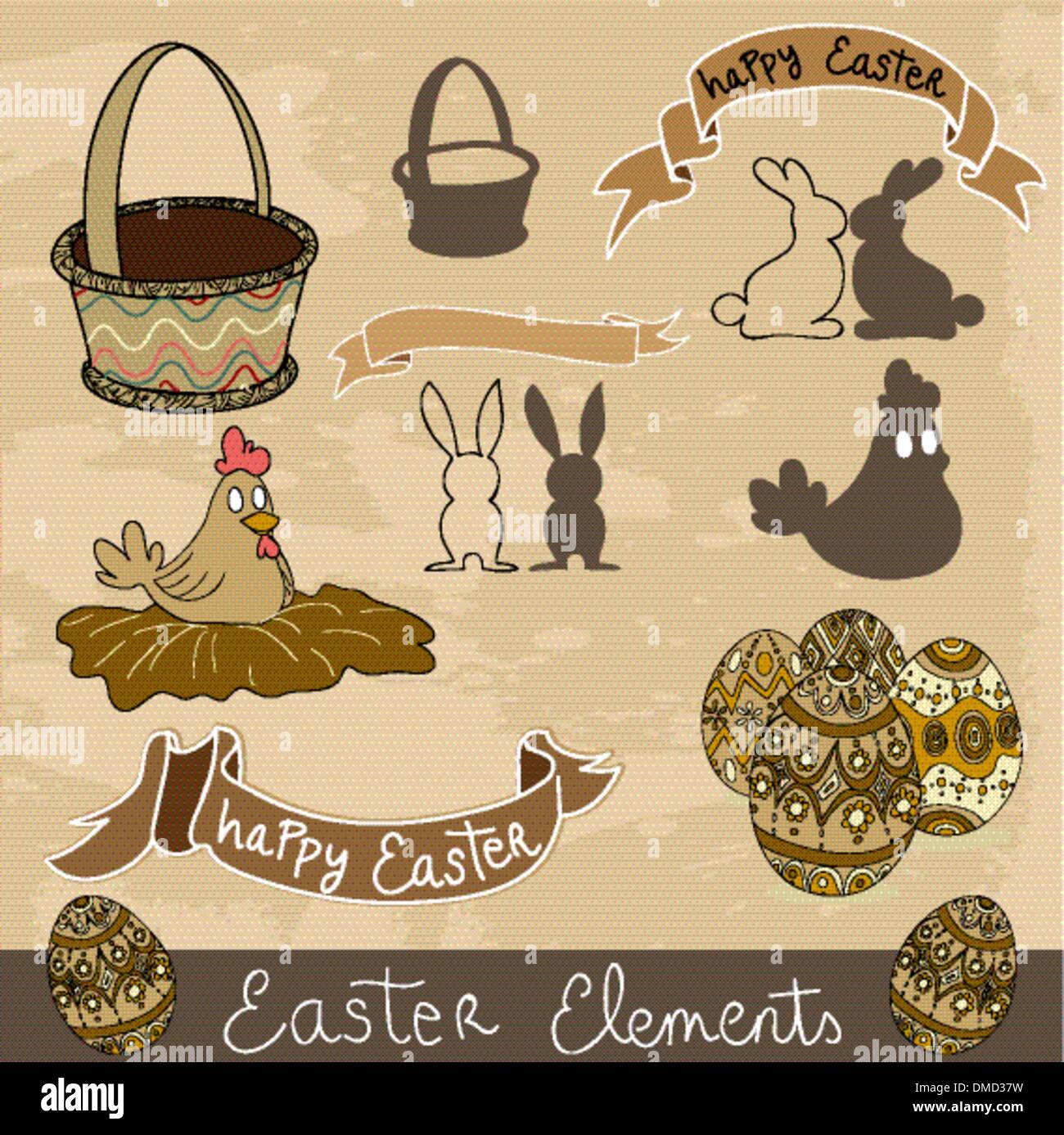 Happy Easter elements set Stock Vector Image & Art - Alamy