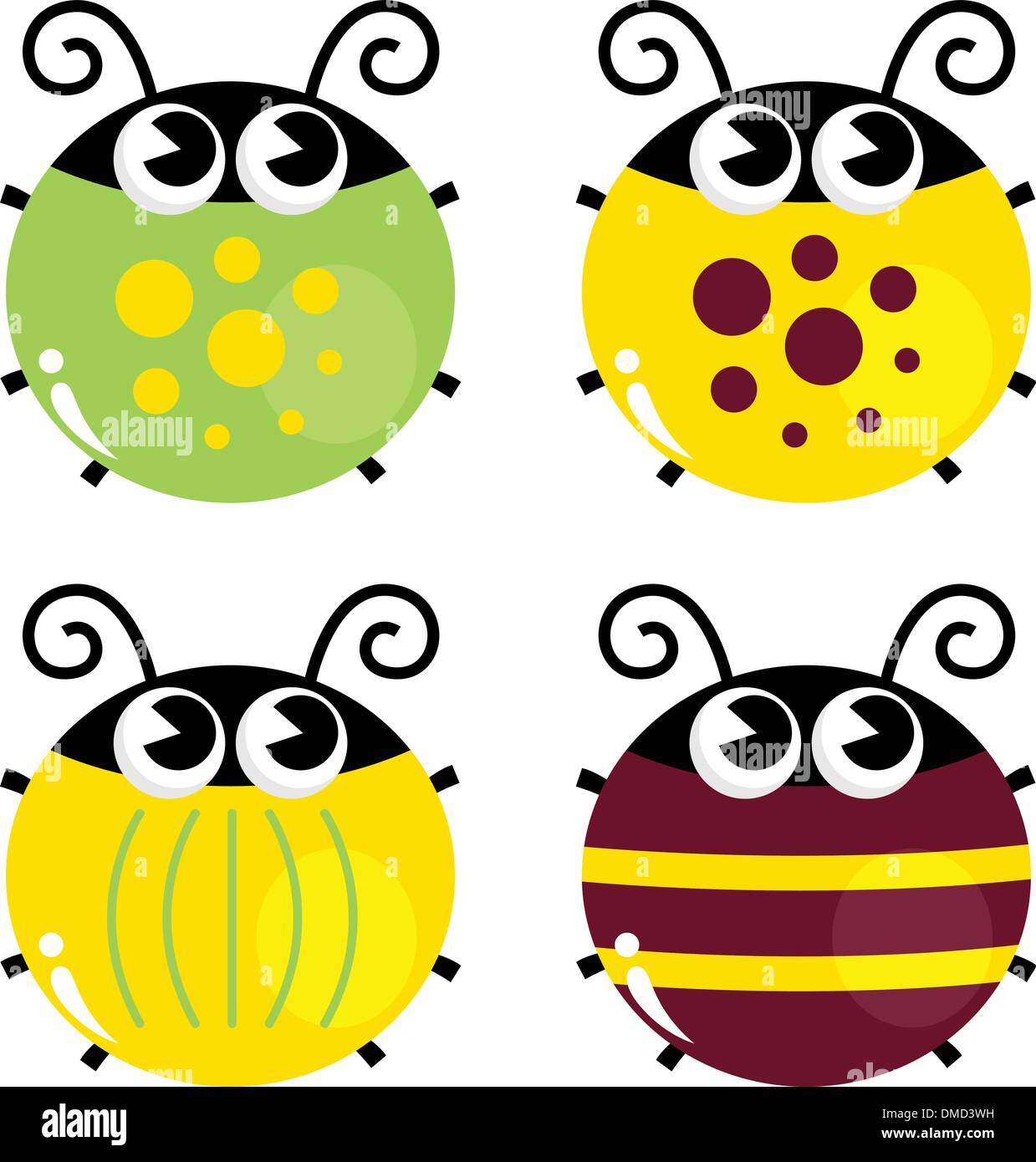 Set ladybug on white Stock Vector Images - Alamy