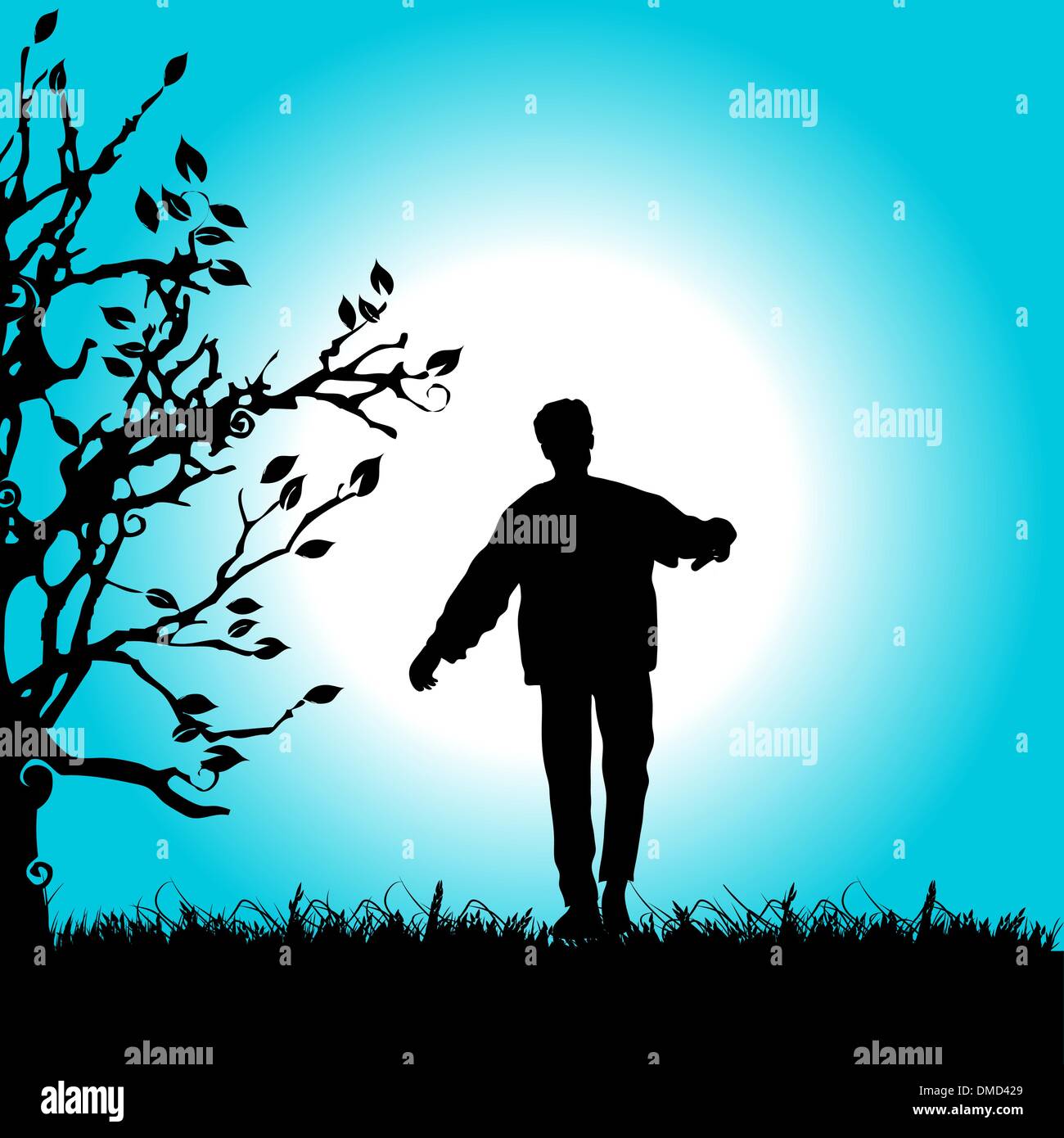 Happy family walks on nature, sunset Stock Vector Image & Art - Alamy