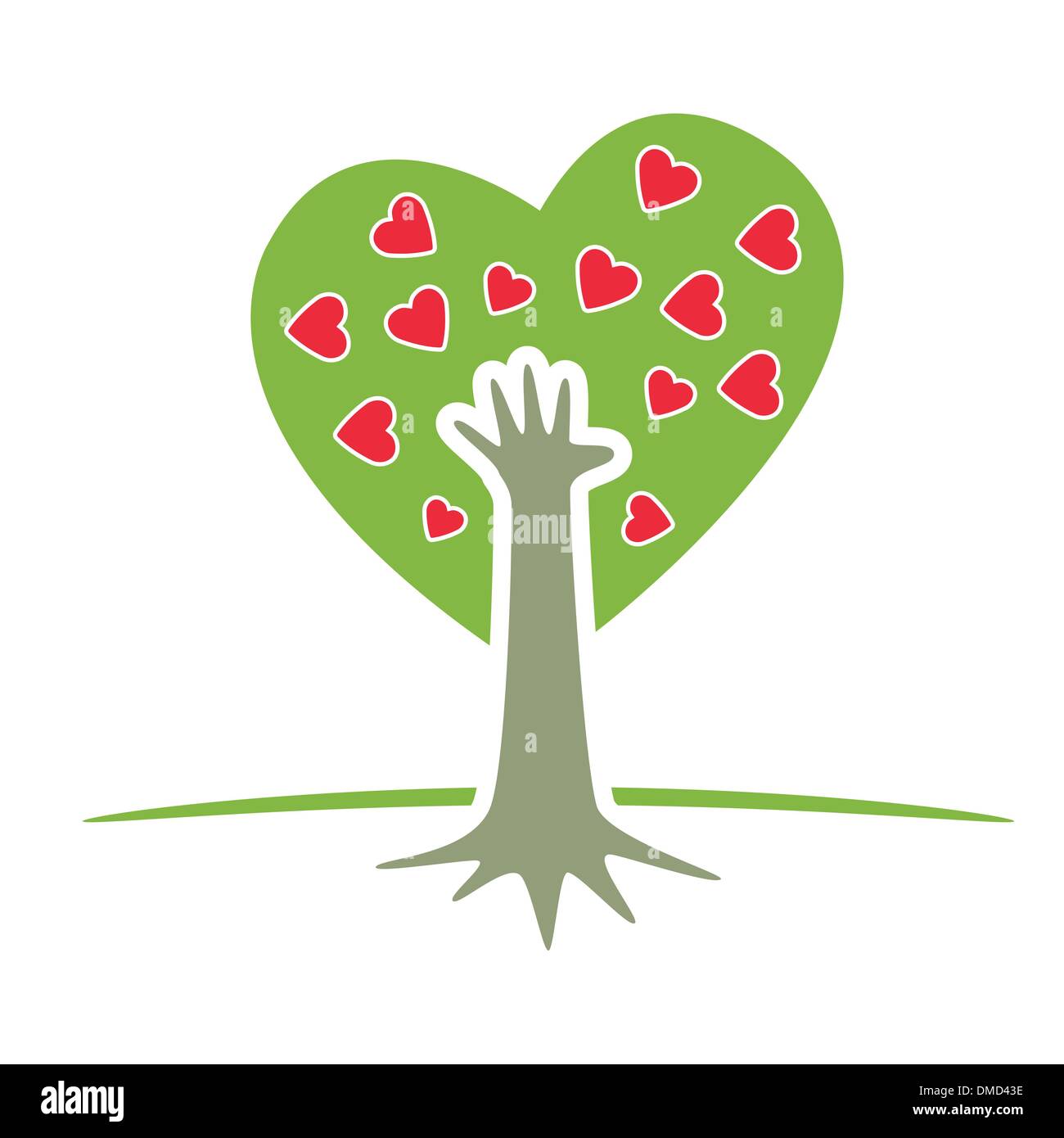 tree with hand and hearts Stock Vector Image & Art - Alamy