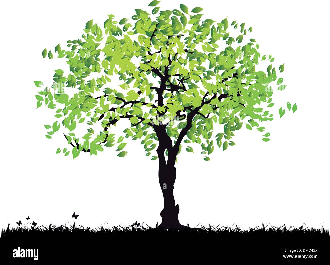 Old tree trunk green Stock Vector Images - Alamy