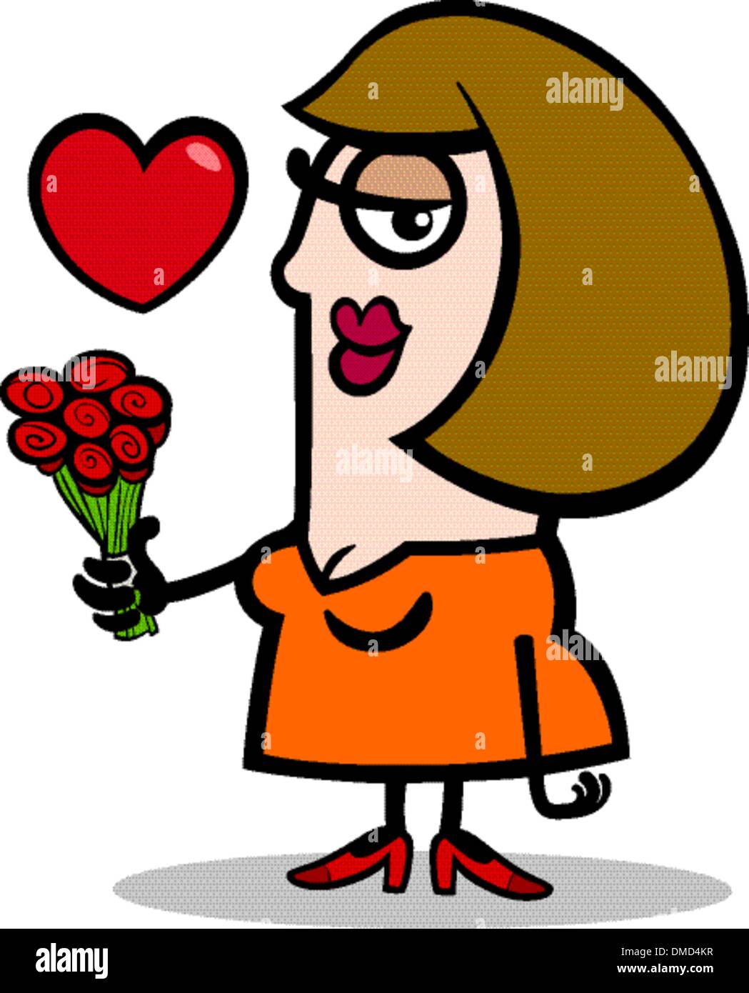 woman in love with flowers cartoon Stock Vector Image & Art - Alamy