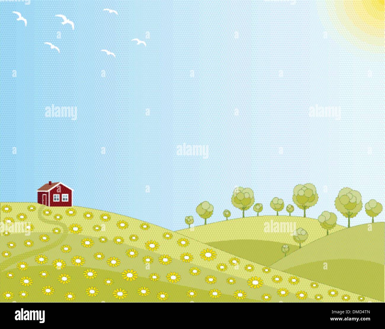 Spring scenery scene Stock Vector Images - Alamy