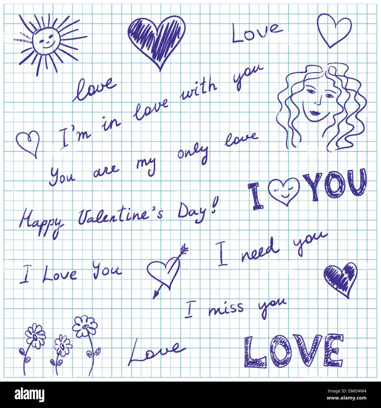 Love messages and doodles Stock Vector Image & Art - Alamy