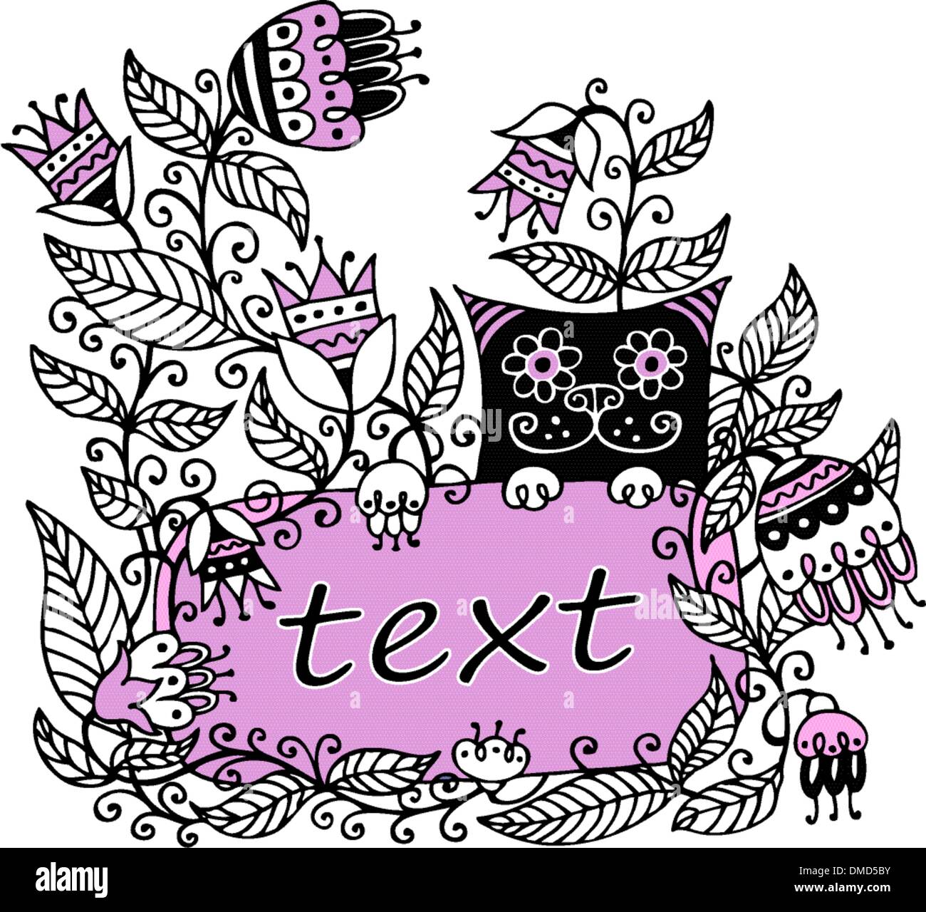 Floral cat Stock Vector Images - Alamy