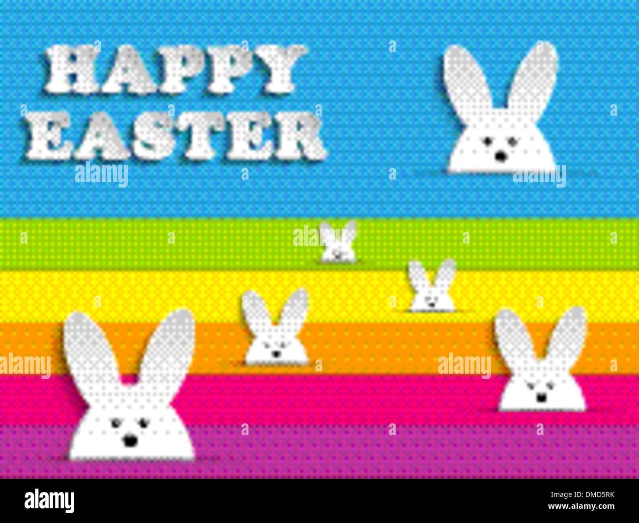 Happy Easter Rabbit Bunny on Rainbow Background Stock Vector Image ...
