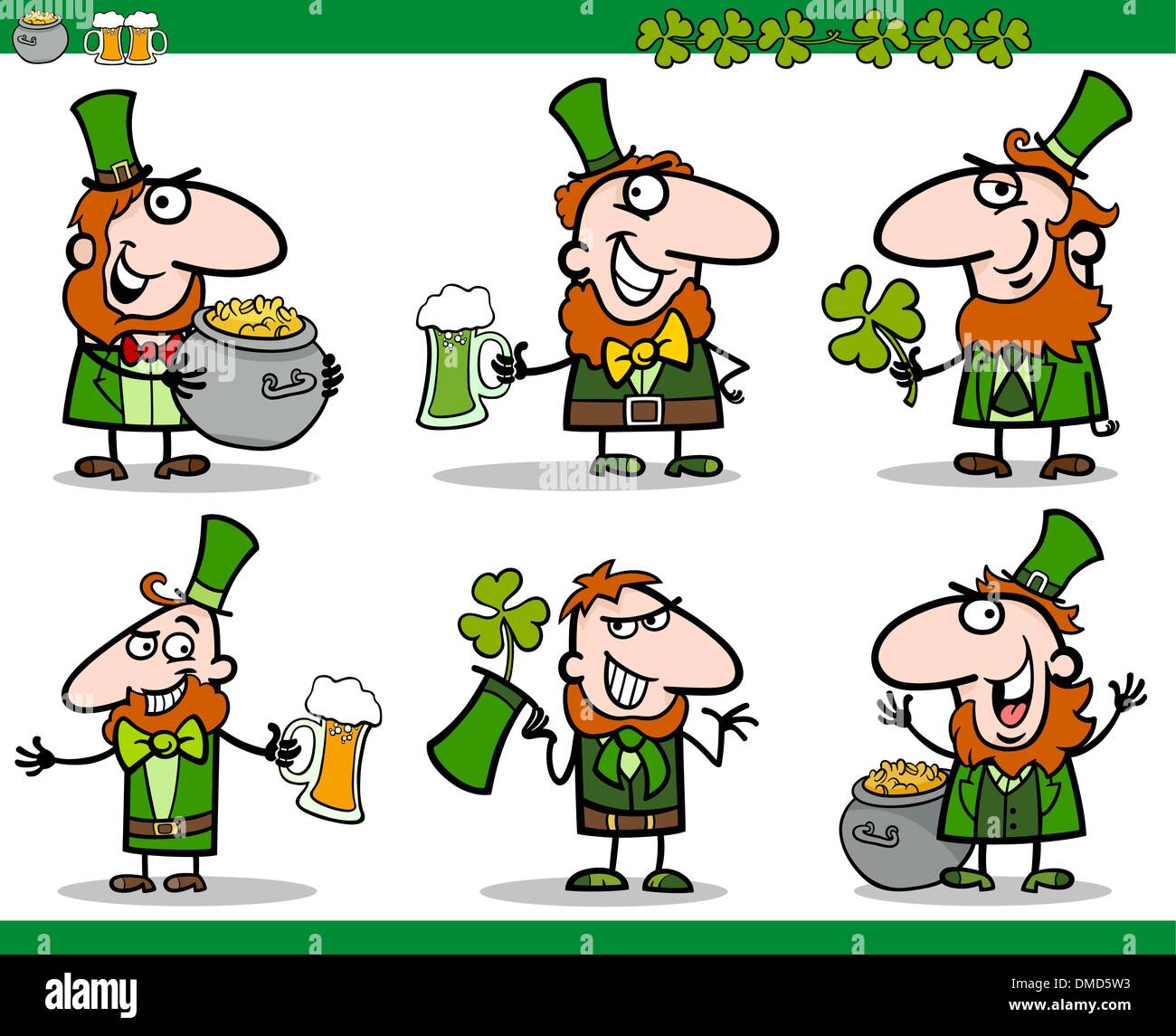 st patrick day themes set cartoon illustration Stock Vector Image & Art ...