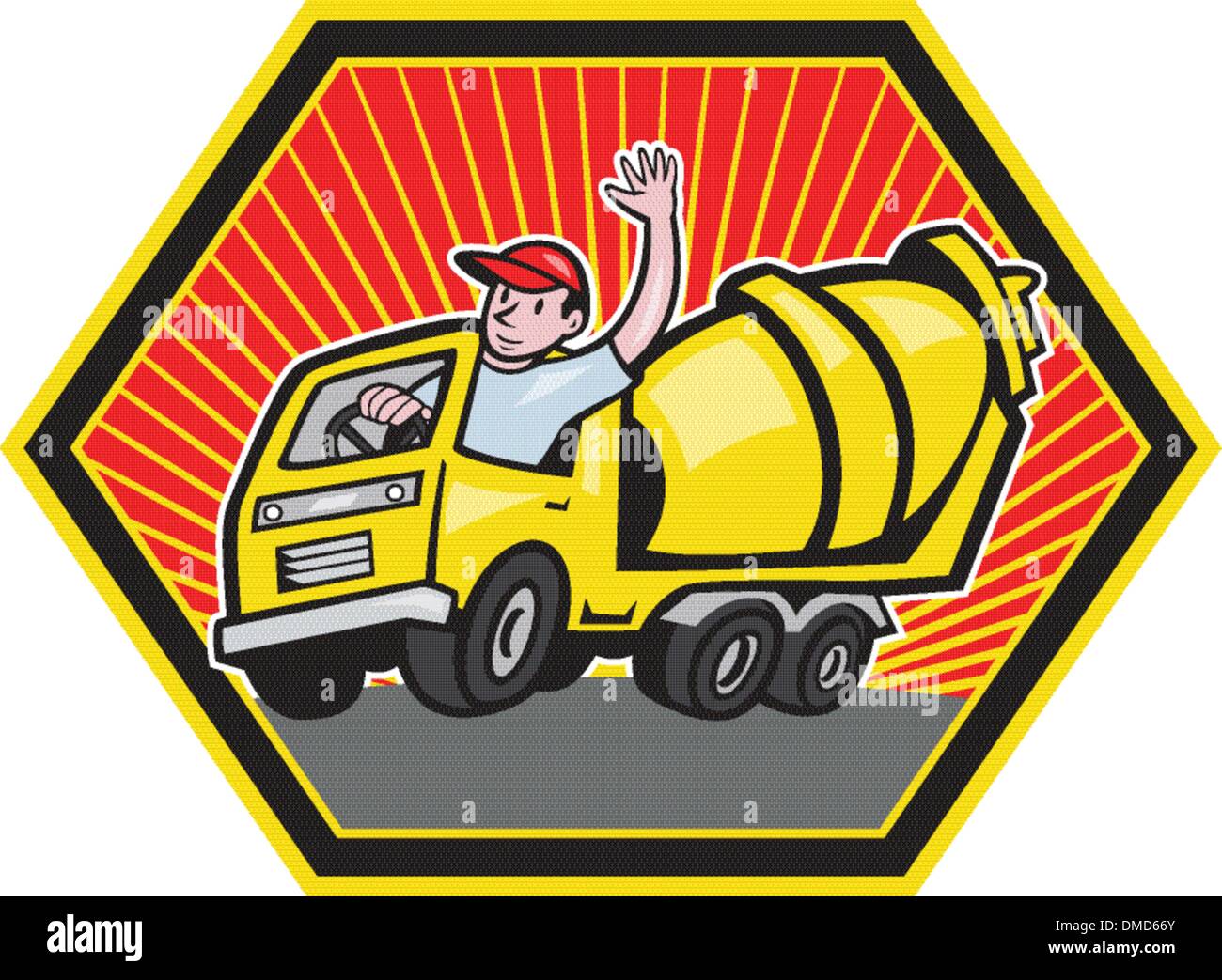 Construction Worker Driver Cement Mixer Truck Stock Vector Image & Art ...