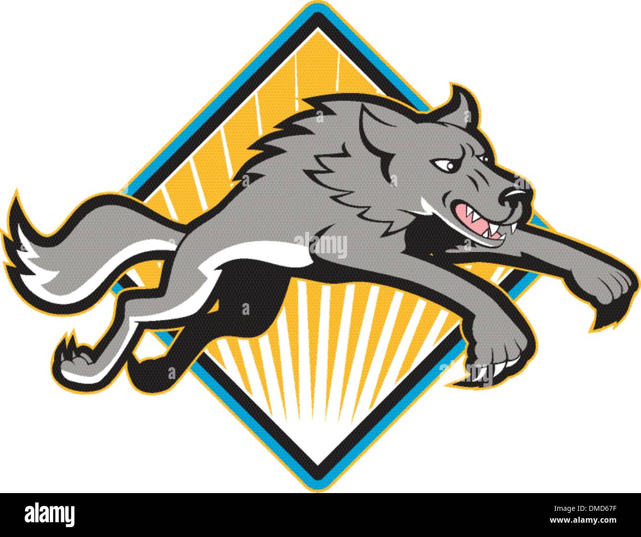 Gray Wolf Wild Dog Jumping Attacking Stock Vector Image & Art - Alamy