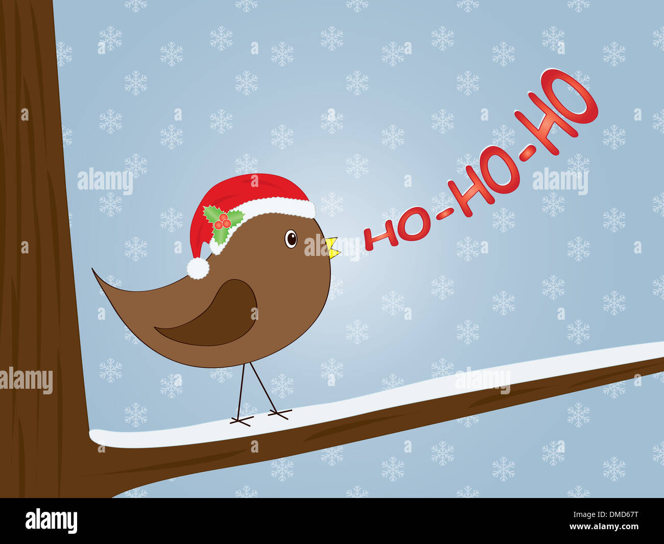 bird in Santa hat singing ho-ho-ho Stock Photo - Alamy
