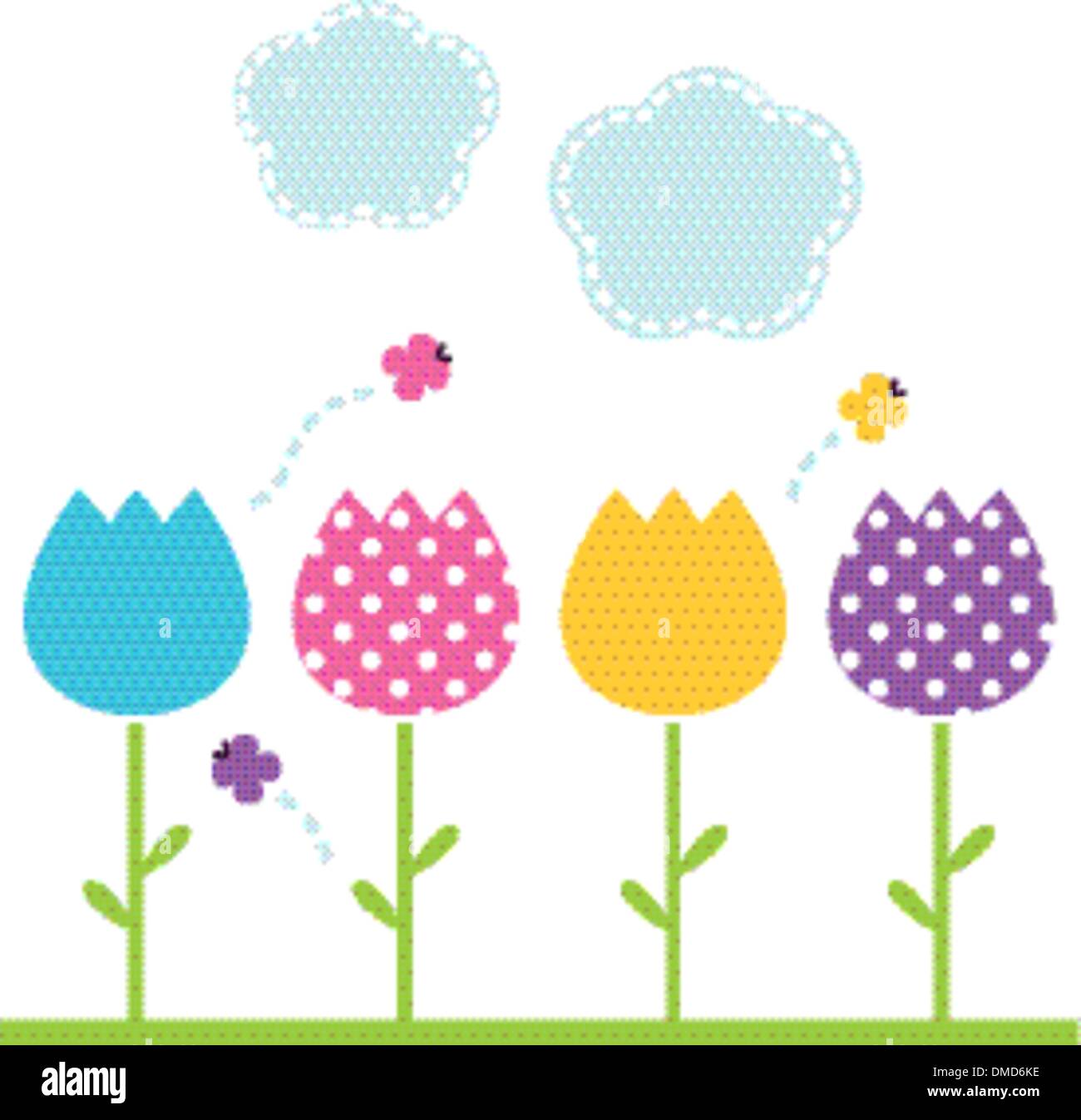 Cute spring garden Tulips isolated on white Stock Vector Image & Art ...