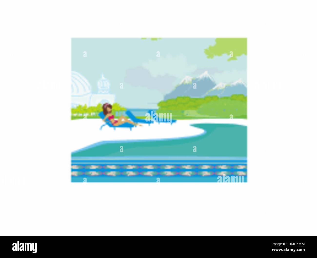 Girl by pool Stock Vector Images - Alamy