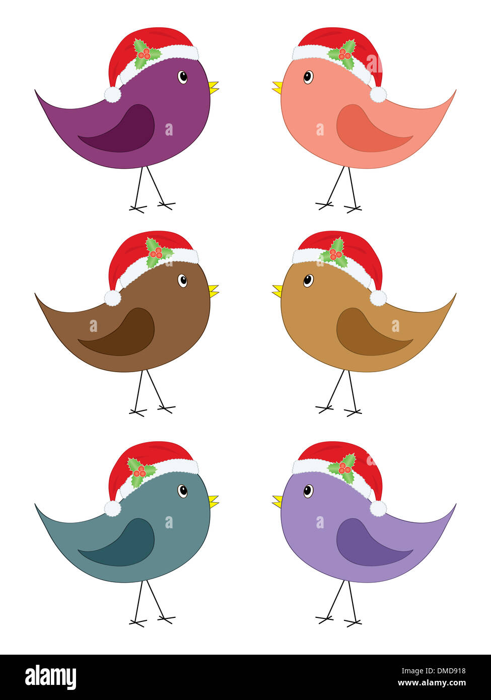 set of birds in Santa hats Stock Photo - Alamy