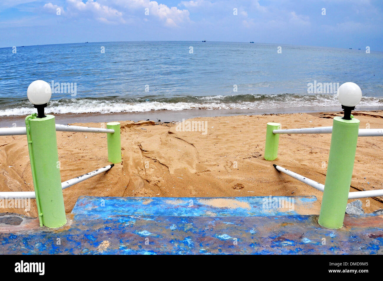 Old stone stair to the blue sea and blue sky Stock Photo - Alamy