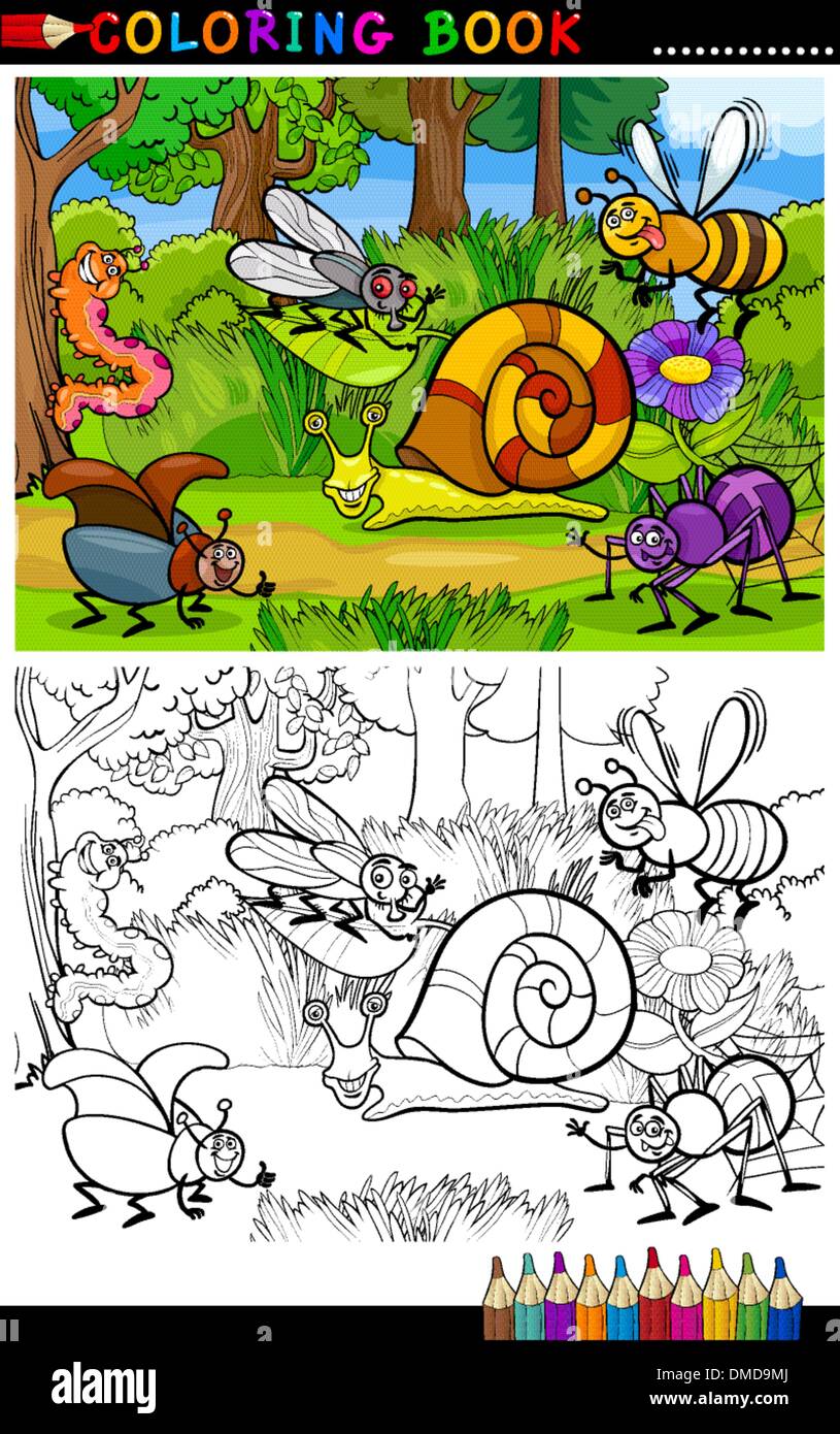 Cartoon insects bugs coloring book hi-res stock photography and images ...