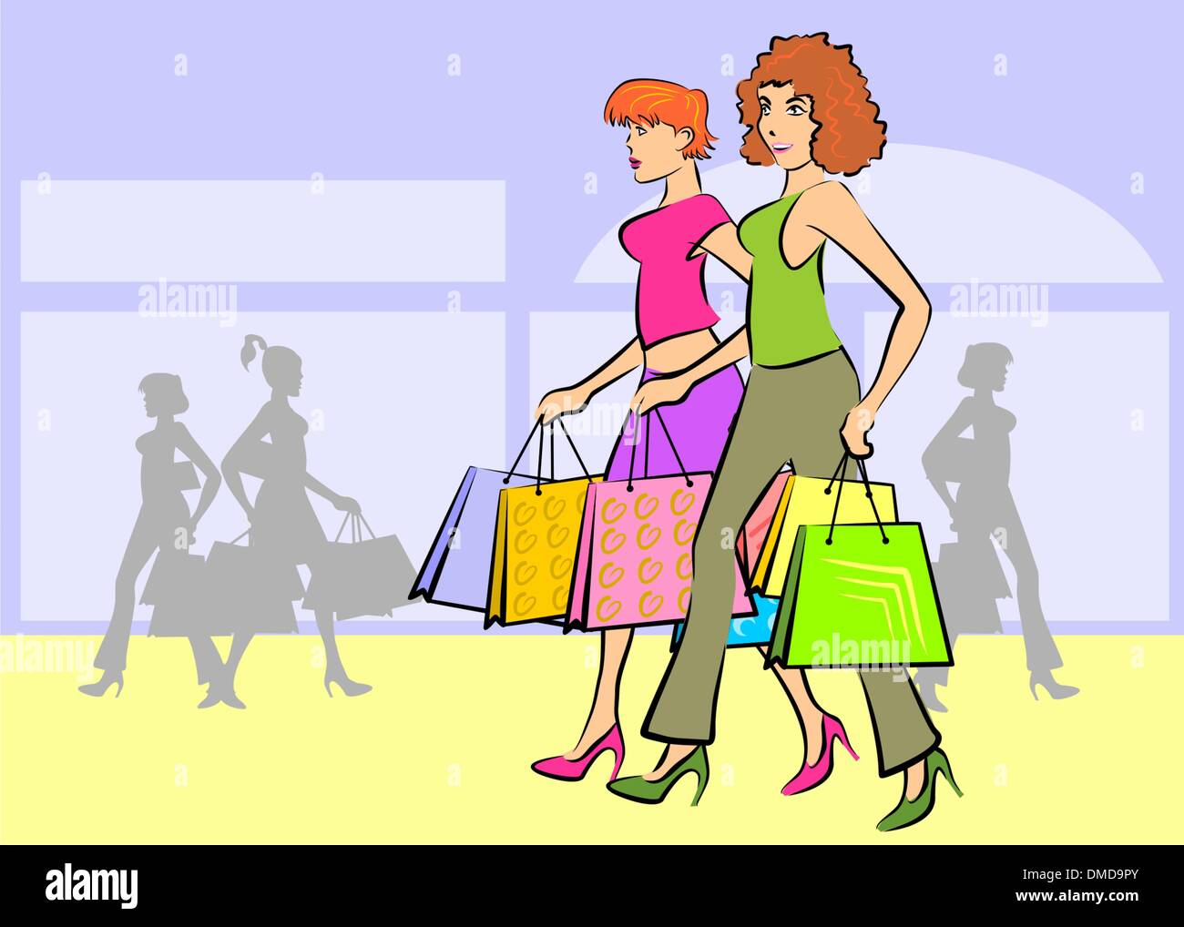 Girls looking at clothes shop Stock Vector Images - Alamy